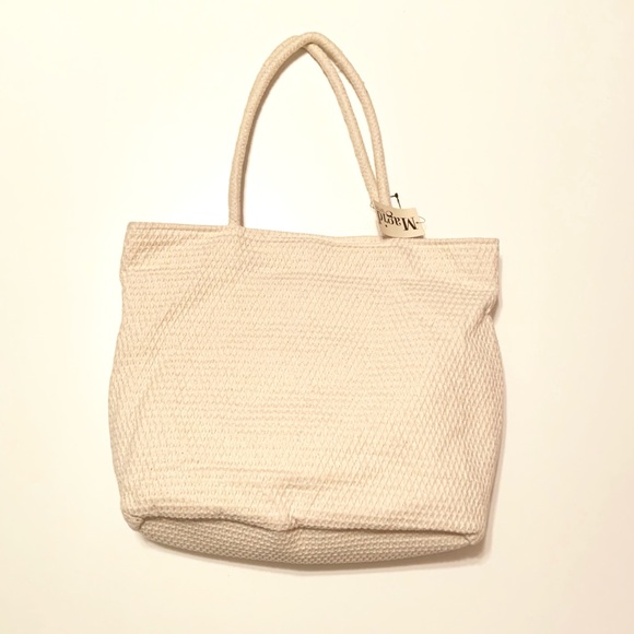 Magid | Bags | Magid Boho Ivory Pompom Canvas Rope Handle Tote | Poshmark